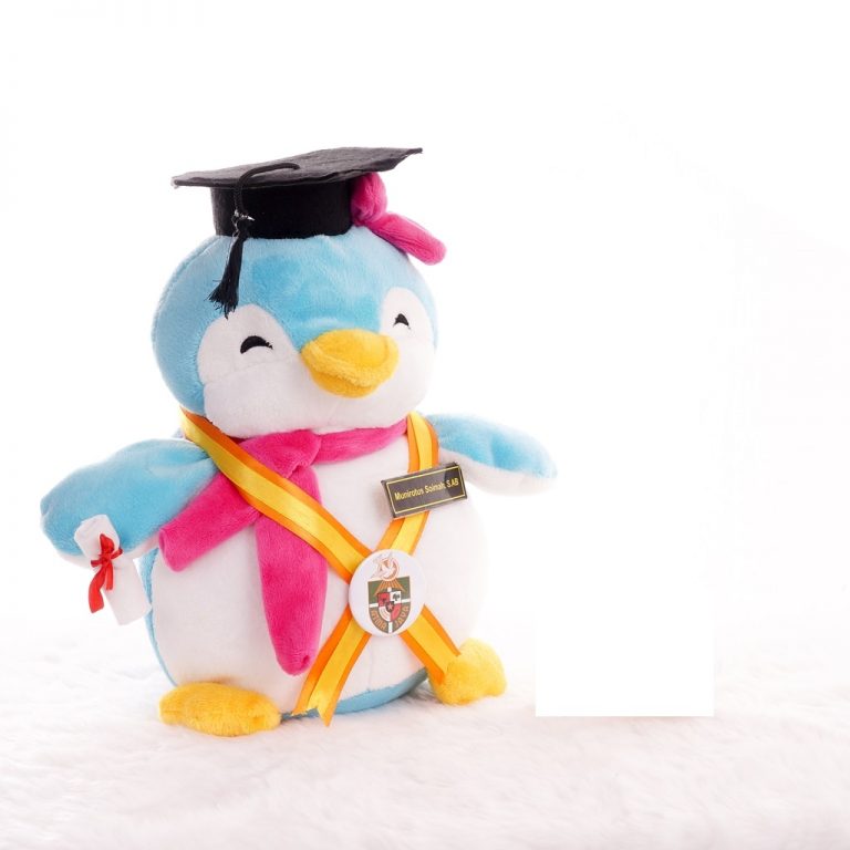 Boneka Wisuda Pinguin Biru Penguin - Kado Wisudaku