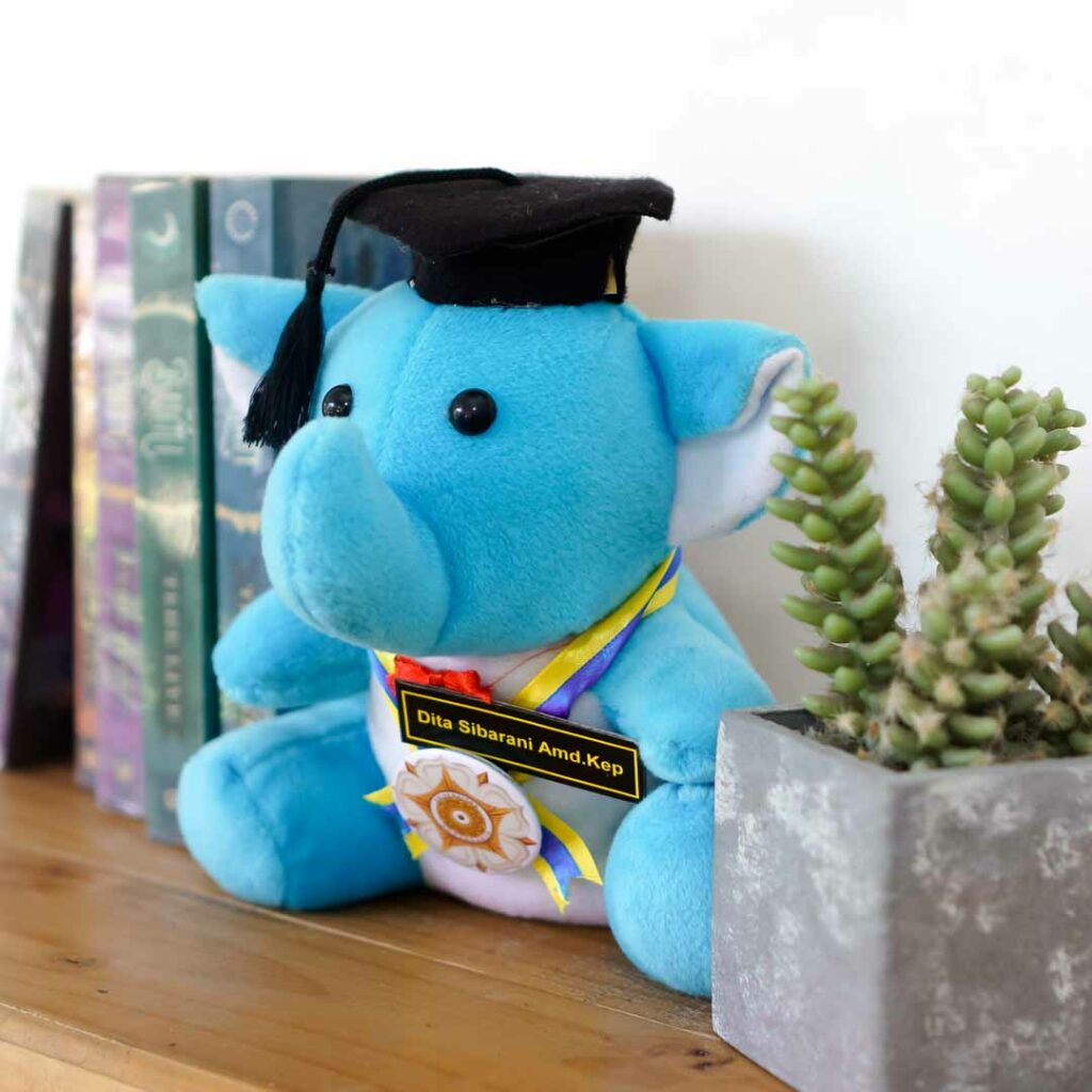 Kado Wisuda Boneka Gajah Small - Kado Wisudaku
