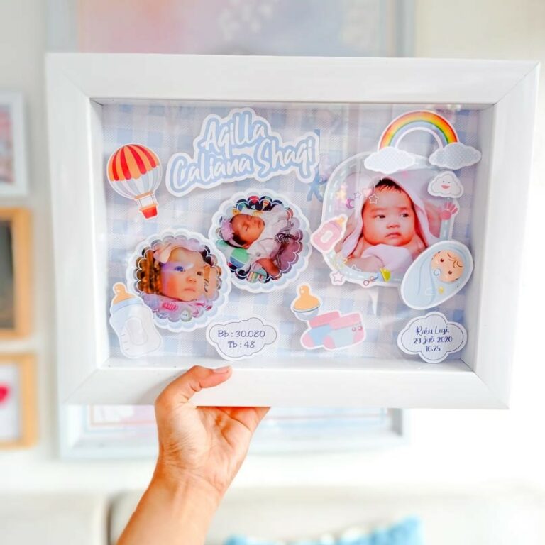 Kado Baby Born Unik Scrap Frame Foto 3D Custom - Kado Wisudaku