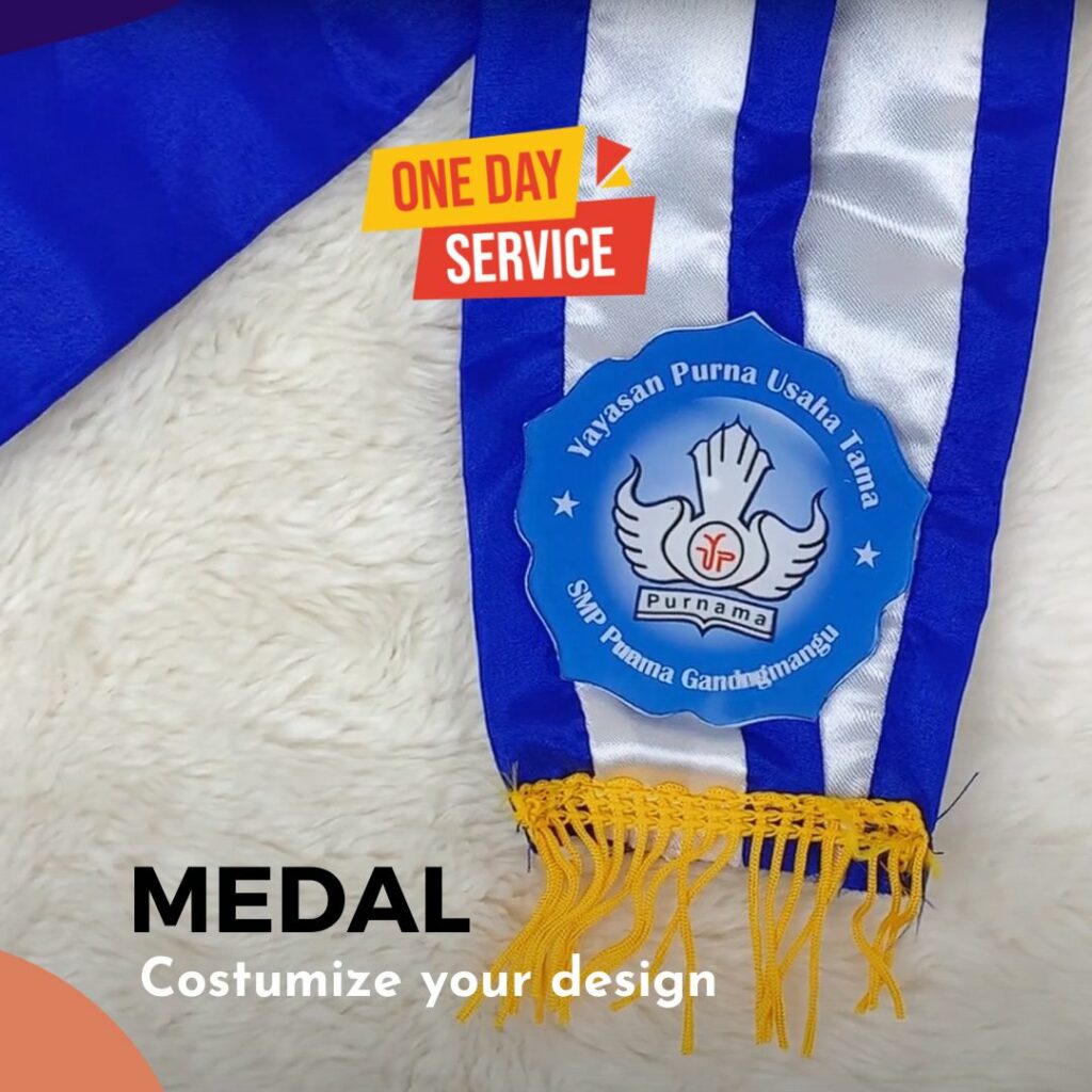 Jual Medali Wisuda / Juara Kalung Samir Custom Murah - Kado Wisudaku